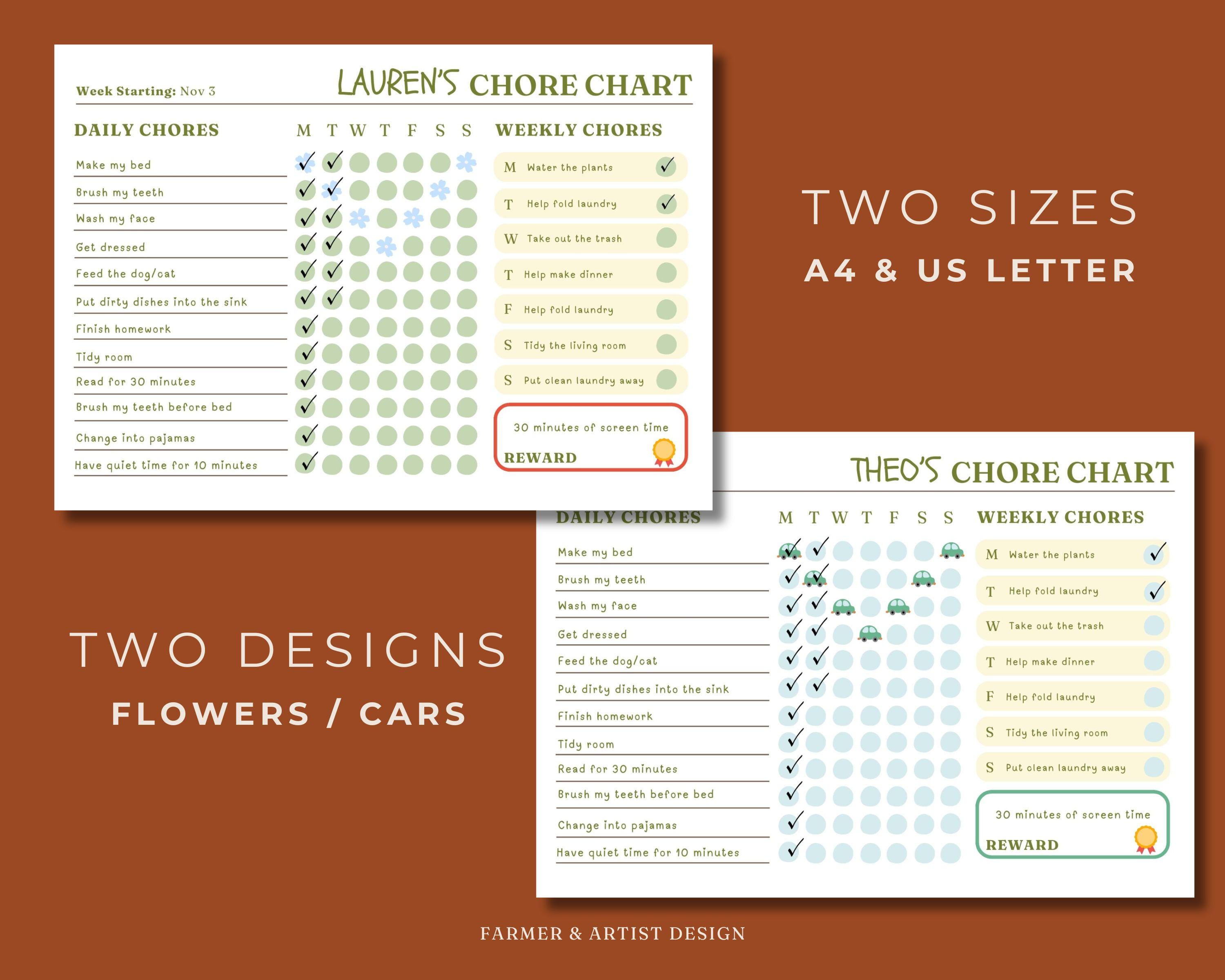 Editable Kid's Chore Chart Printable Weekly Task Tracker for Kids Fun ...