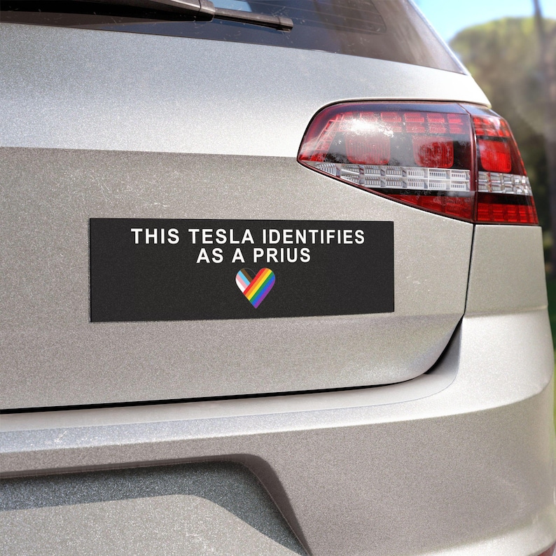 Tesla Car Sticker/magnet, This Tesla Identifies as a Prius Sticker ...