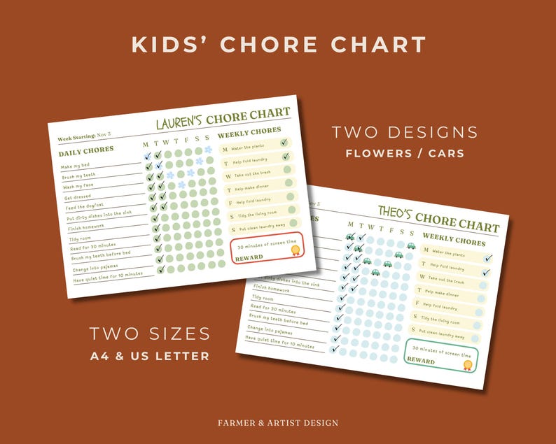 Editable Kid's Chore Chart - Printable Weekly Task Tracker for Kids ...