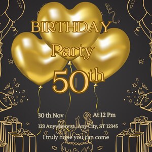 Editable Birthday Invitation Template Customizable Canva Design Instant ...