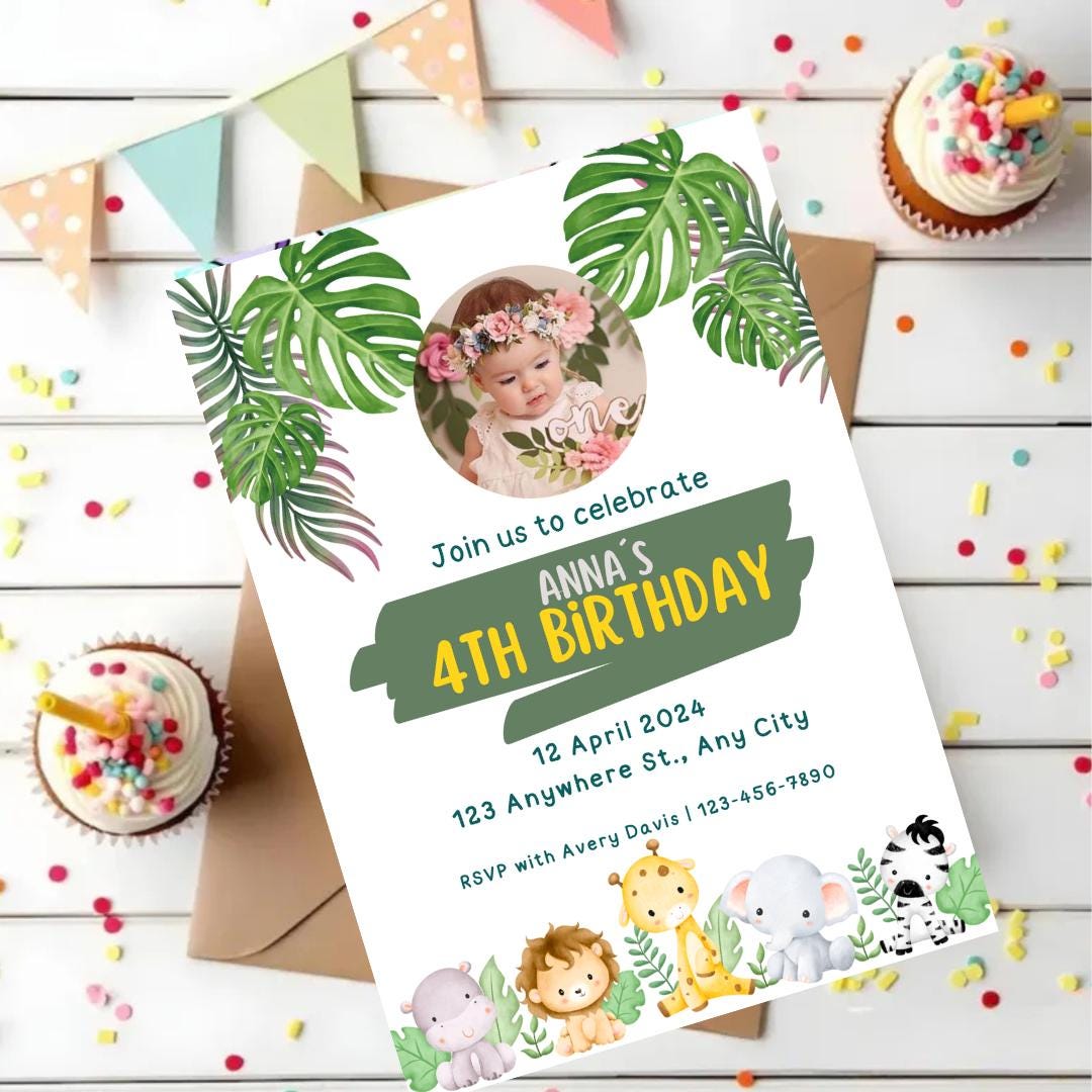 Jungle Animals Digital Invitation – Editable Birthday Invite for Kids ...