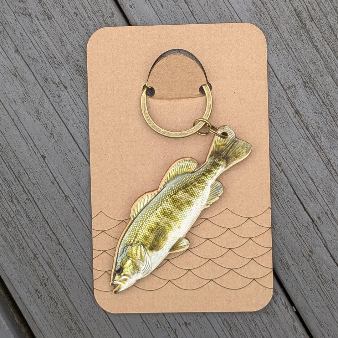 Wooden Largemouth Bass Keychain – Fisherman Gift – Custom Engraved ...