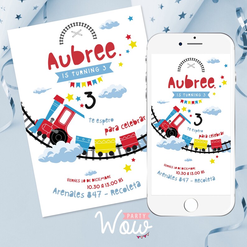 Invitation, Editable Canva Invitations, Editable Text, Train ...