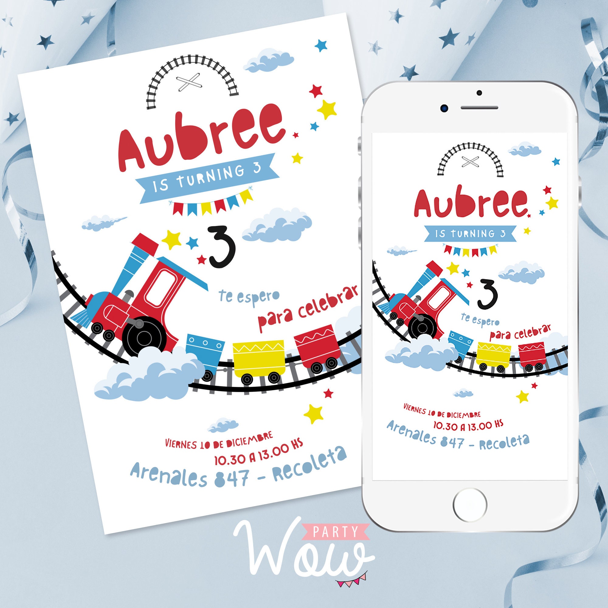 Invitation, Editable Canva Invitations, Editable Text, Train ...