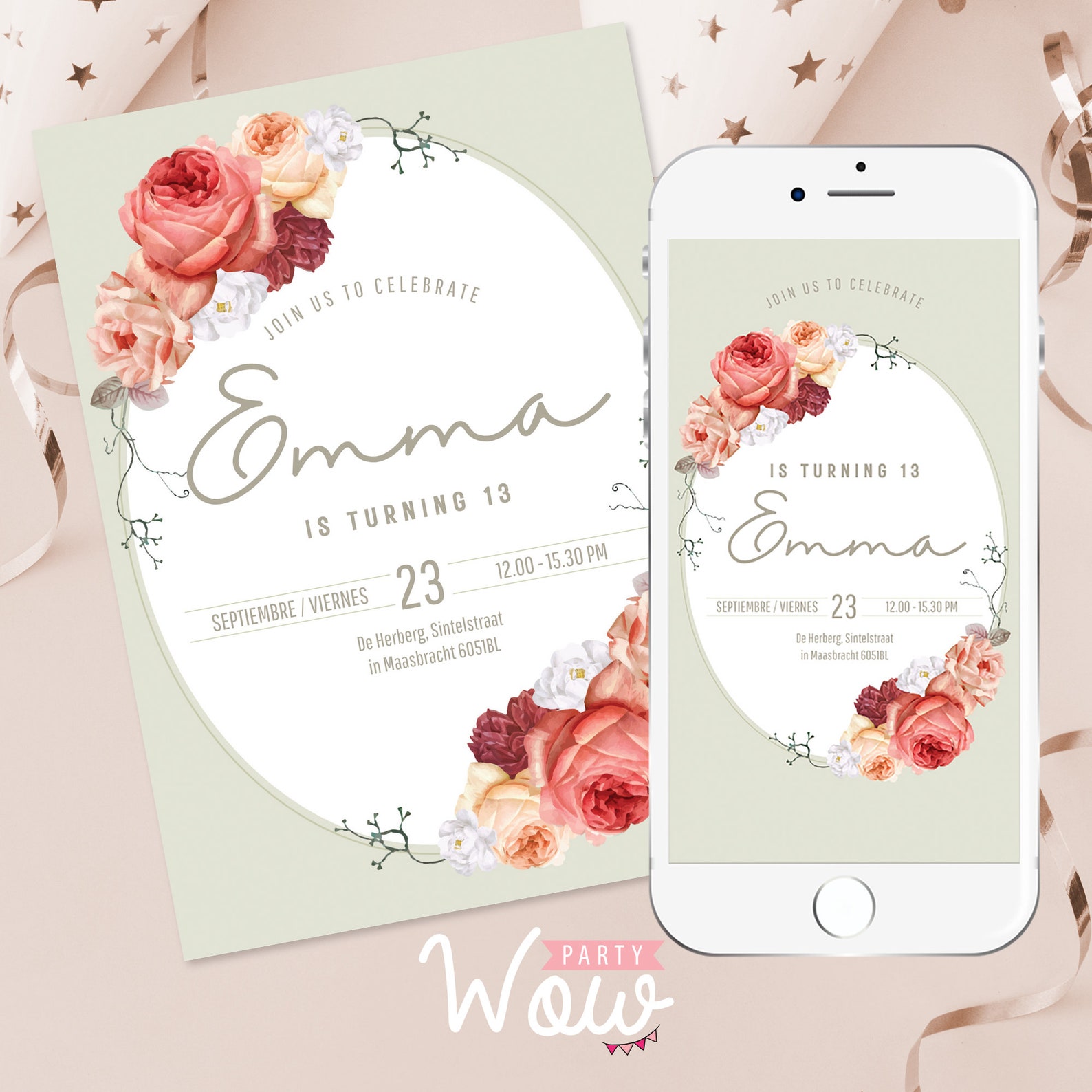 Invitation, Editable Canva Invitations, Editable Text, Pink Invitations ...