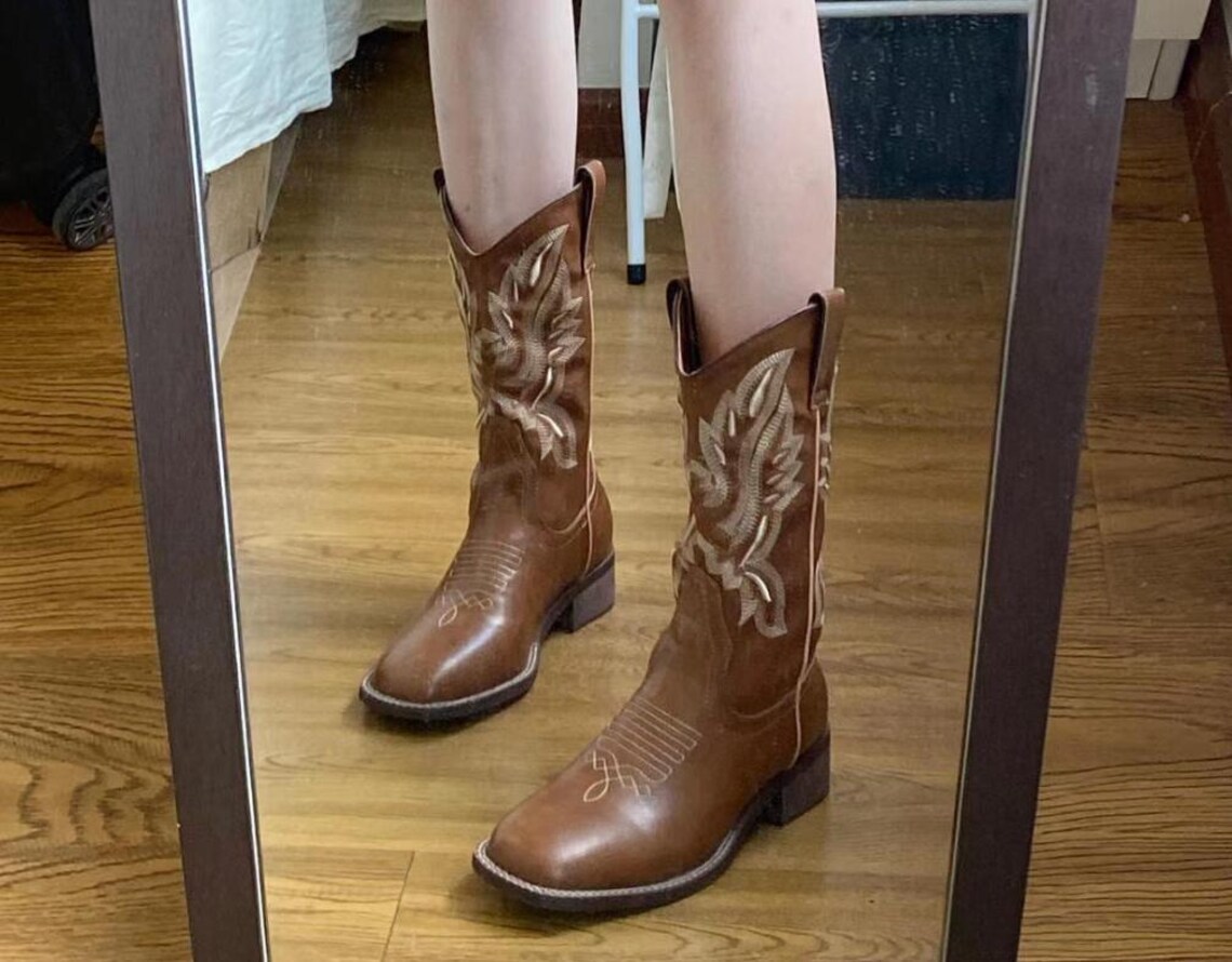 Cowboy Western Cream Boots-white Cowboy Boots-thigh High Boots-women's ...