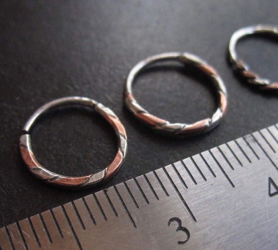 Silver and copper rope twist nose ring hoop : two colored | Etsy