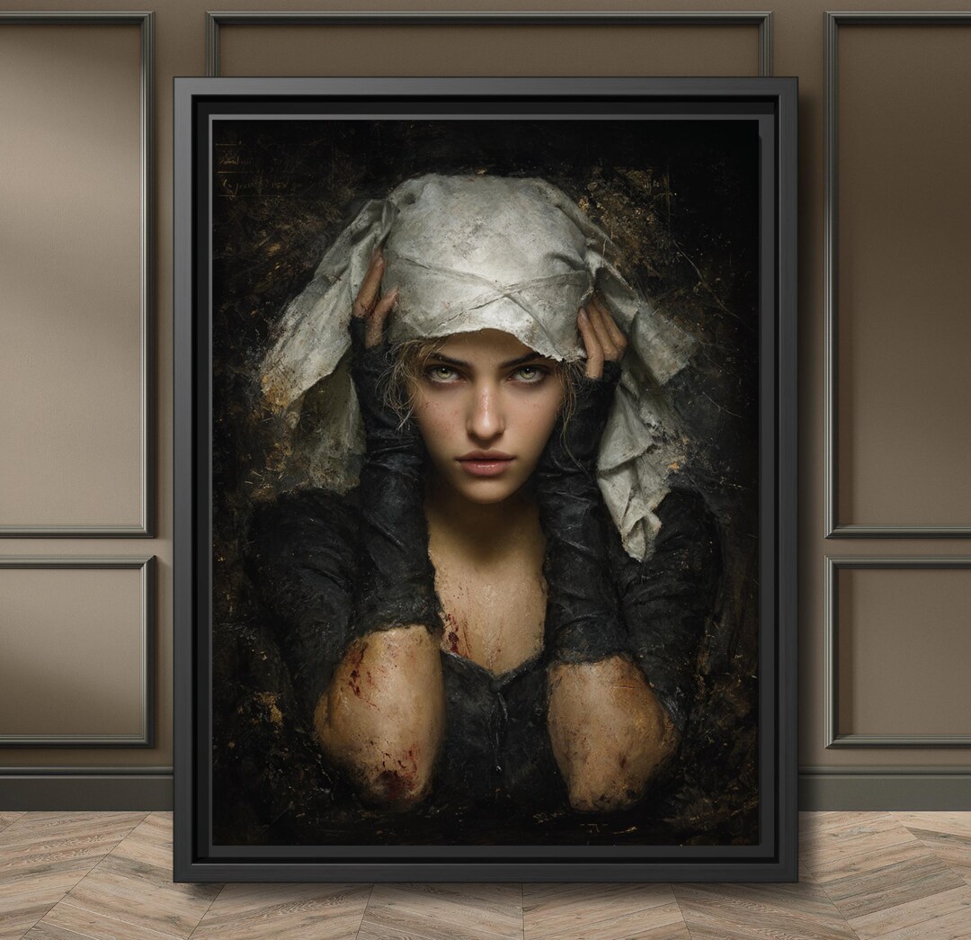 Gothic Nurse Portrait Print Dark Romantic Victorian Style Painting ...