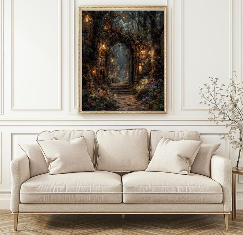 Enchanted Fairy Portal Forest Print, Mystical Lanterns Woodland ...