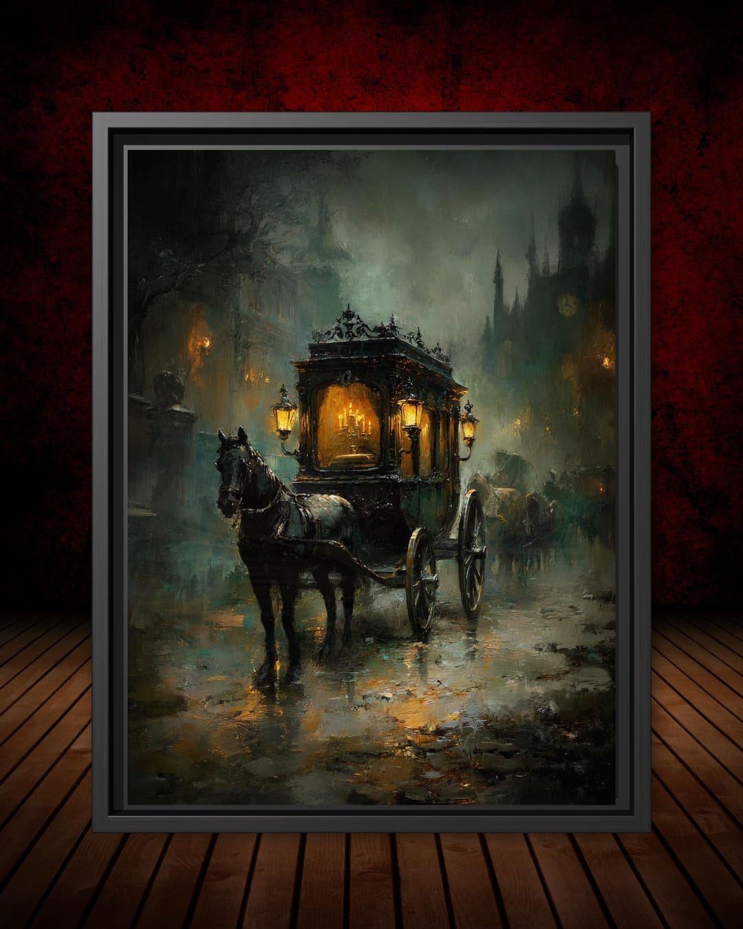 Victorian Funeral Hearse Art Print Horse Drawn Carriage Artwork ...