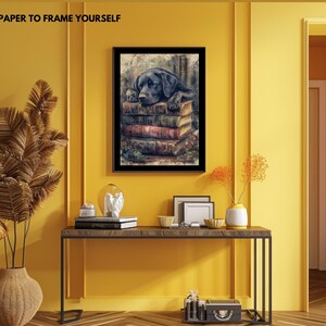 Vintage Black Labrador Wall Art, Antique Books and Black Lab Print ...