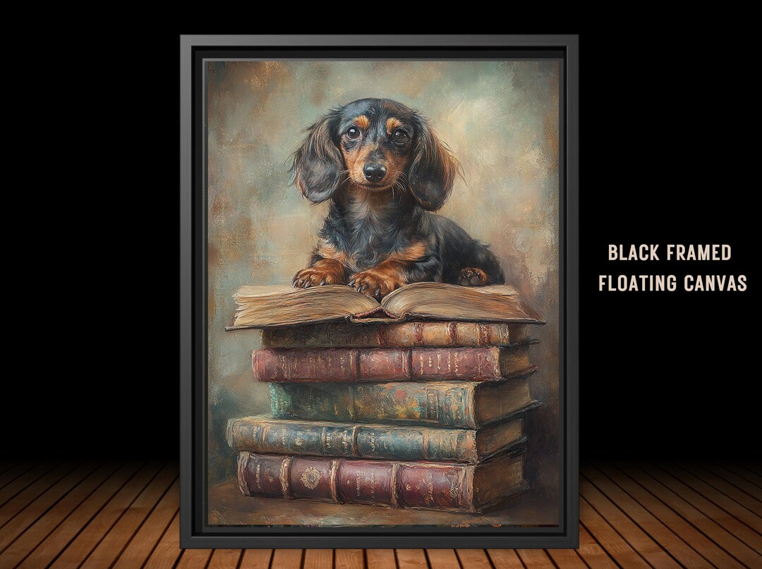 Wiener Reading Books Print, Dachshund Oil Painting, Sausage Dog ...