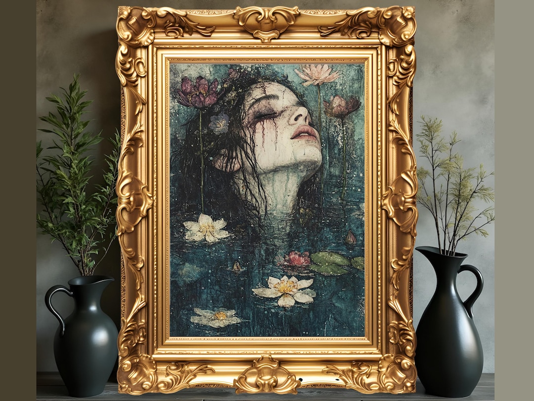 Melancholy Portrait Art Print, Gothic Feminine Wall Decor, Vintage ...