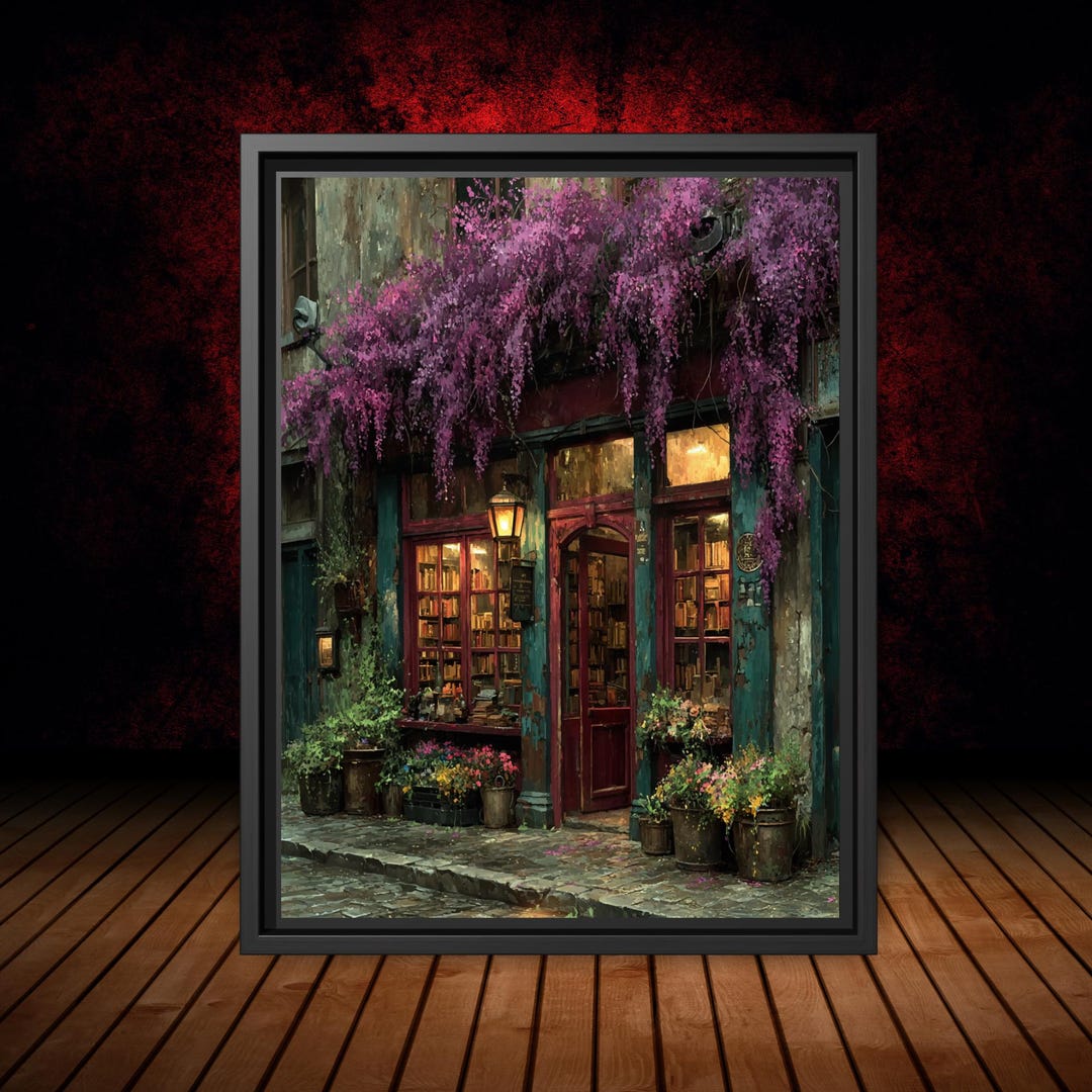 Victorian Bookstore Street Scene Wall Art Print Vintage London Bookshop ...