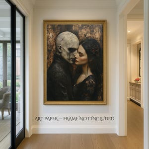 Gothic Lovers Art Print Romantic Dark Fantasy Wall Art Skull Man ...