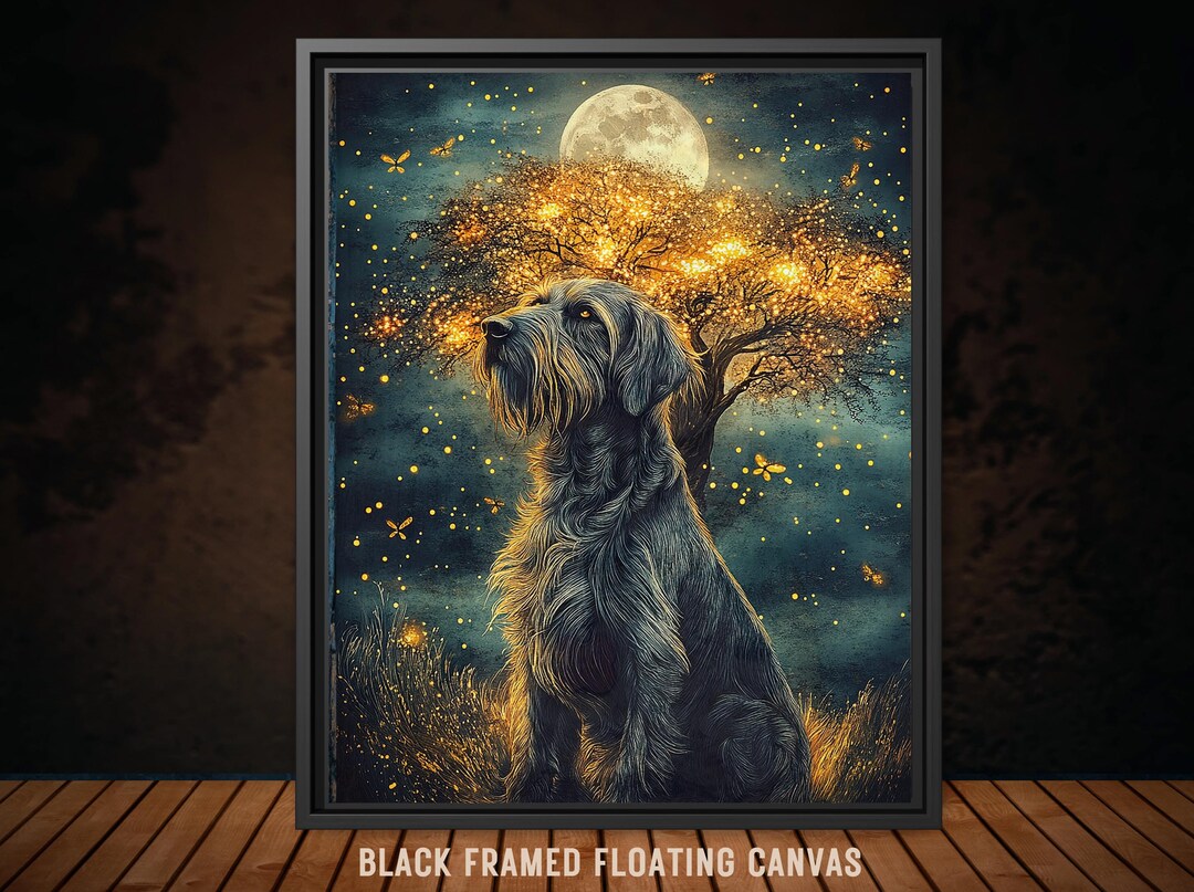 Wolfhound in Enchanted Forest Art Print, Dog in Ethereal Woodland Scene ...