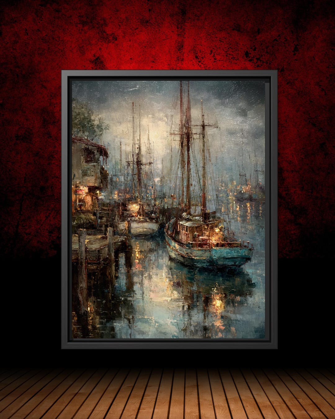 Harbor Oil Painting Print, Coastal Boat Art, Sailing Enthusiast ...