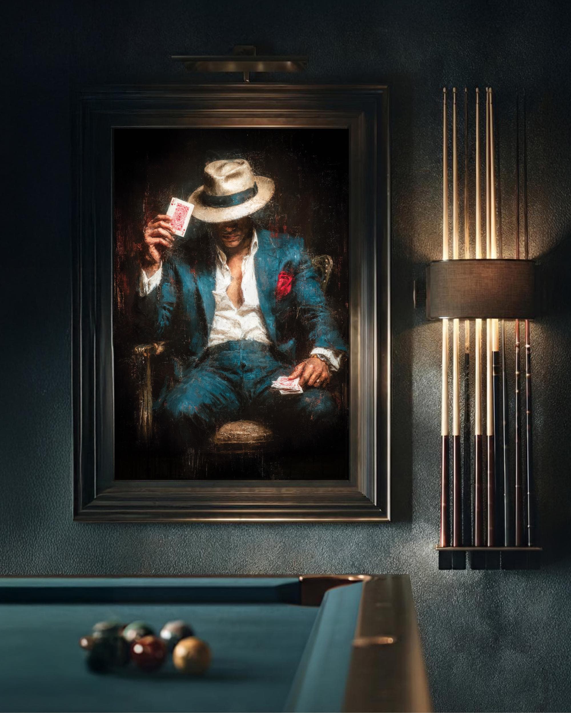 Gambler Wall Art Print, Card Player Man Painting 1920s Dark and Moody ...