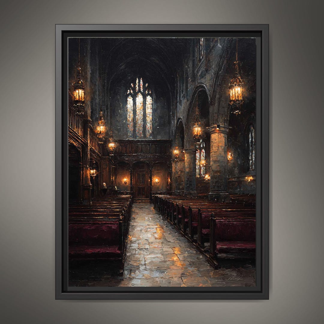Stained Glass Window Chapel Wall Art Print Victorian Church Interior ...