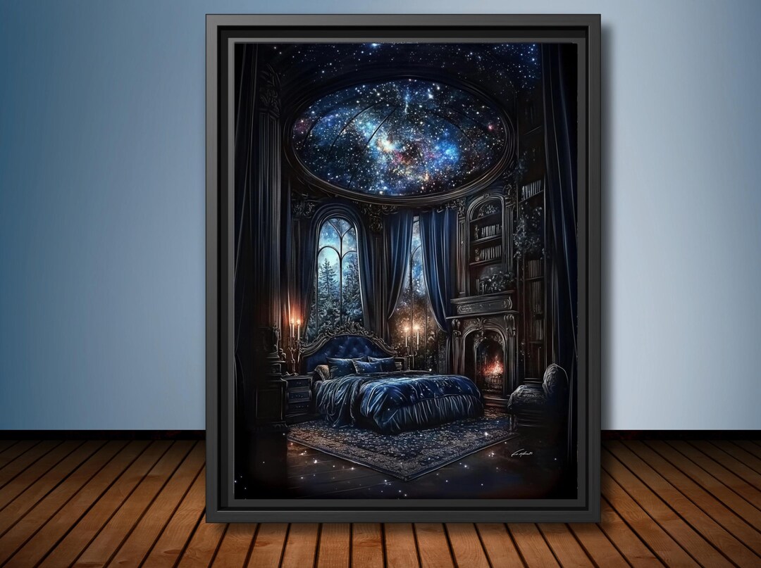 Starry Night Fantasy Court Print, Enchanted Fae Realm Bedroom Wall Art ...