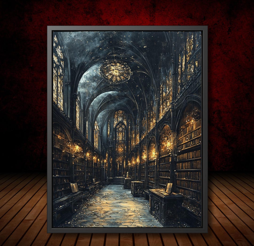 Gothic Cathedral Library Art Print, Christian Church Nave Architecture ...