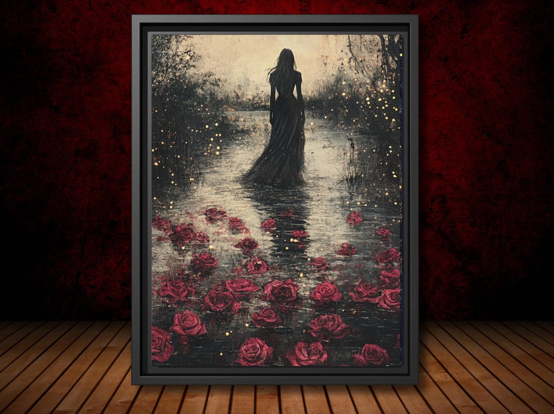 Ophelia and Red Roses Dark Forest Art Print Pre-raphaelite Poster ...