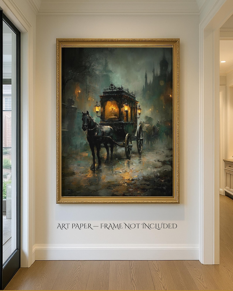 Victorian Funeral Hearse Art Print Horse Drawn Carriage Artwork ...