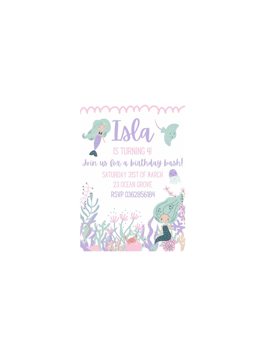 Mermaid Birthday Invitation Digital - Etsy