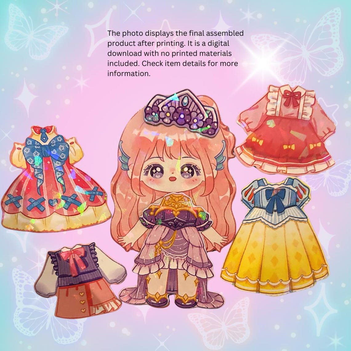 Printable Paper Doll Dress-up Kit: Dreamy Princess Outfits DIY Instant ...