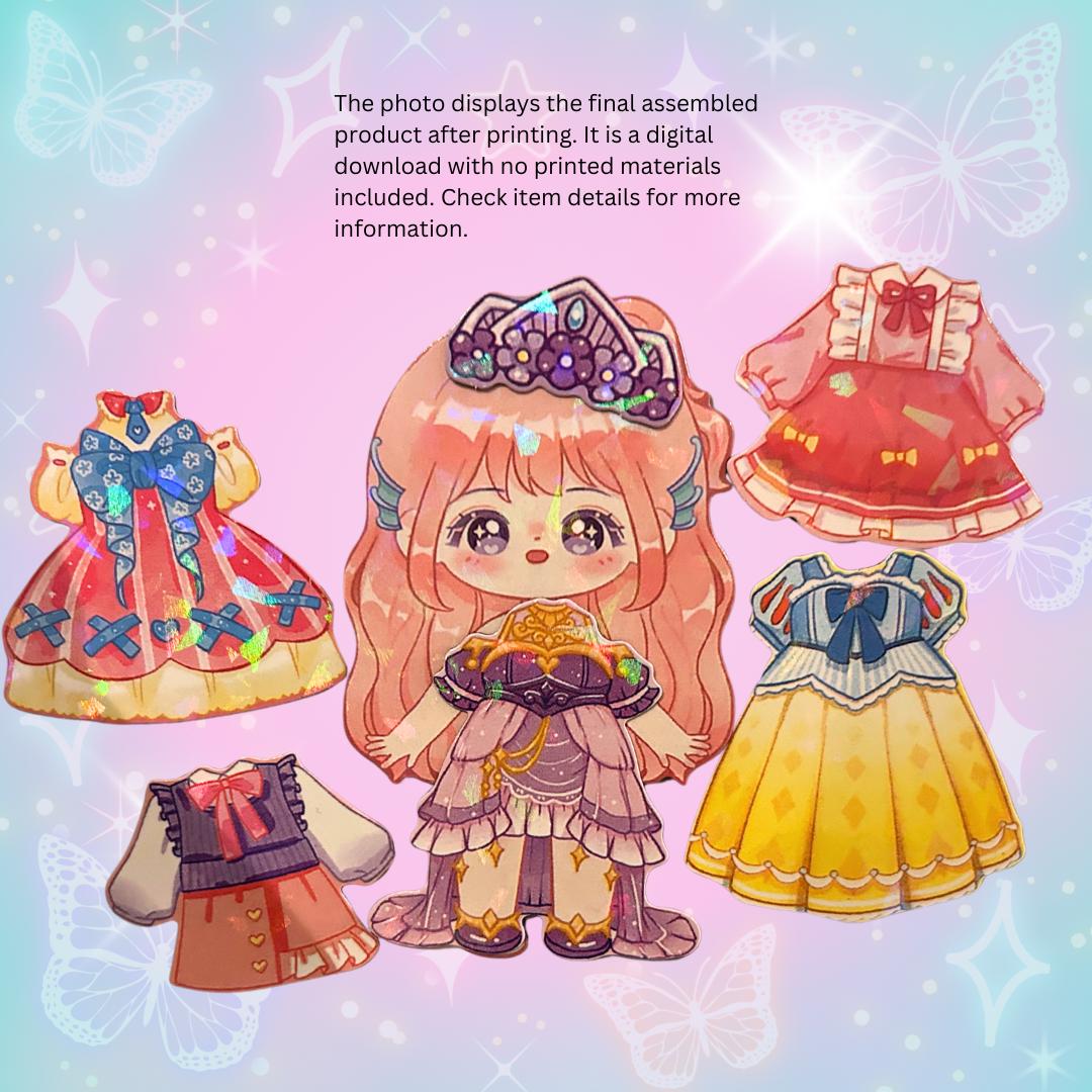Printable Paper Doll Dress-up Kit: Dreamy Princess Outfits DIY Instant ...