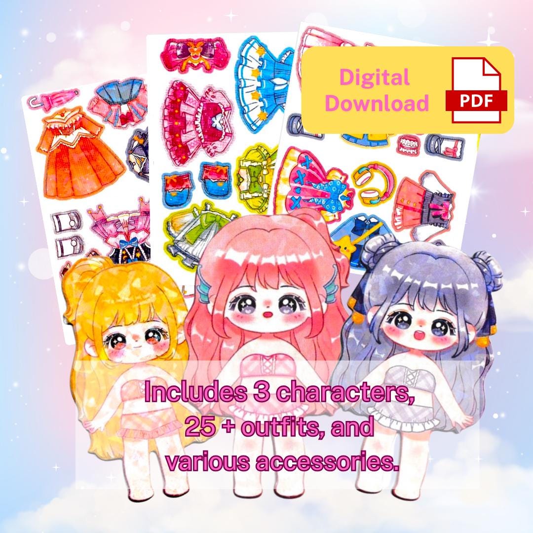 Printable Paper Doll Dress-up Kit: Dreamy Princess Outfits DIY Instant ...
