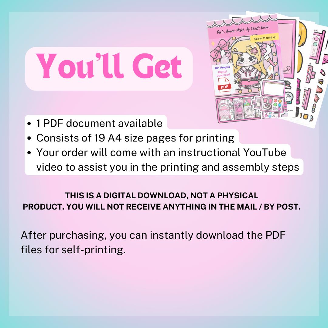 Printable Kiki's Home Make up Quiet Book DIY Paper Craft Game Kit for ...