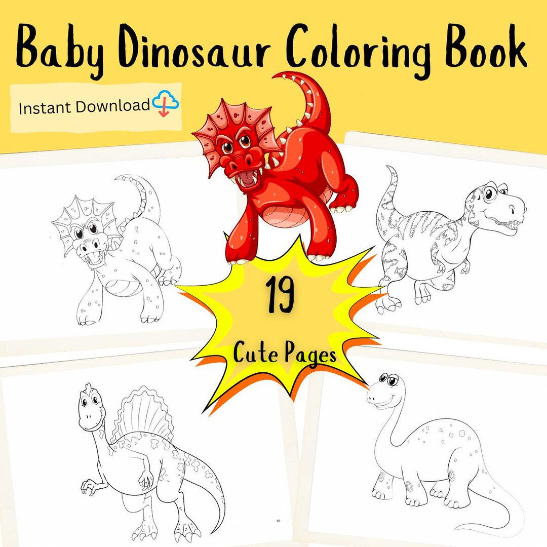 Dinosaur Coloring Pages, Baby Dinosaur Printables, 19 Pages, Dinosaur ...