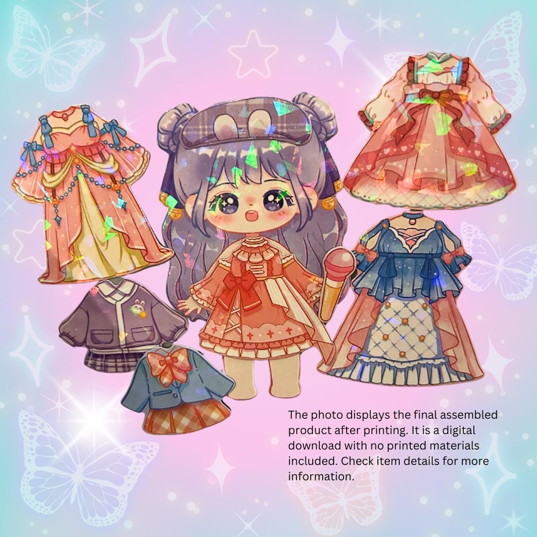Printable Paper Doll Dress-up Kit: Dreamy Princess Outfits DIY Instant ...