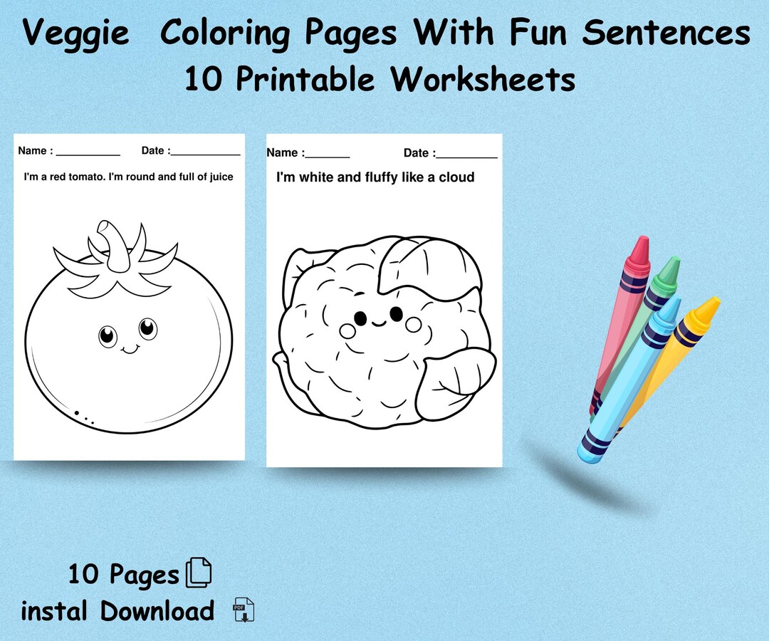Vegetable Coloring Pages With Sentences – 10 Printable Worksheets for ...