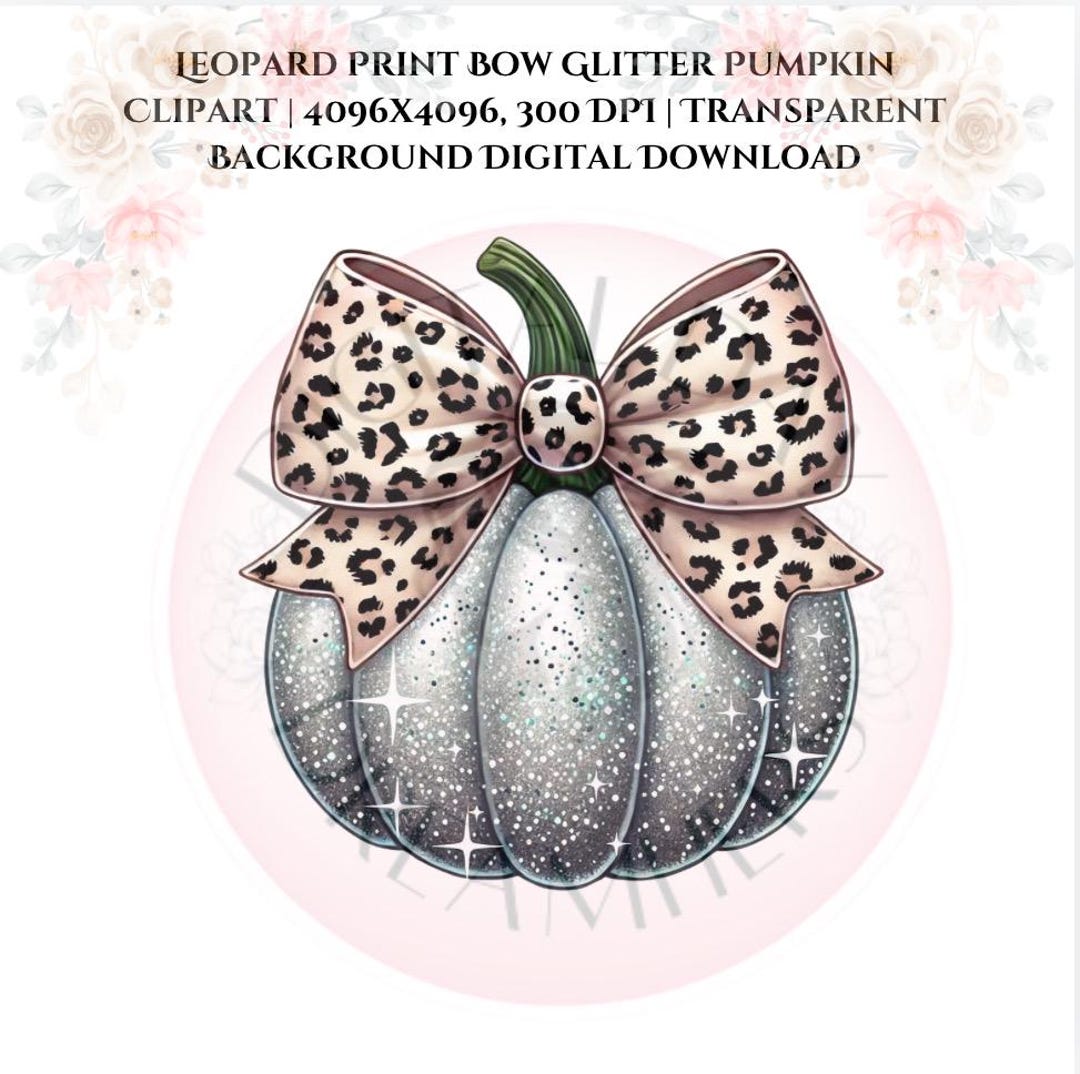 Leopard Print Bow Glitter Pumpkin Clipart | 4096x4096, 300 DPI ...
