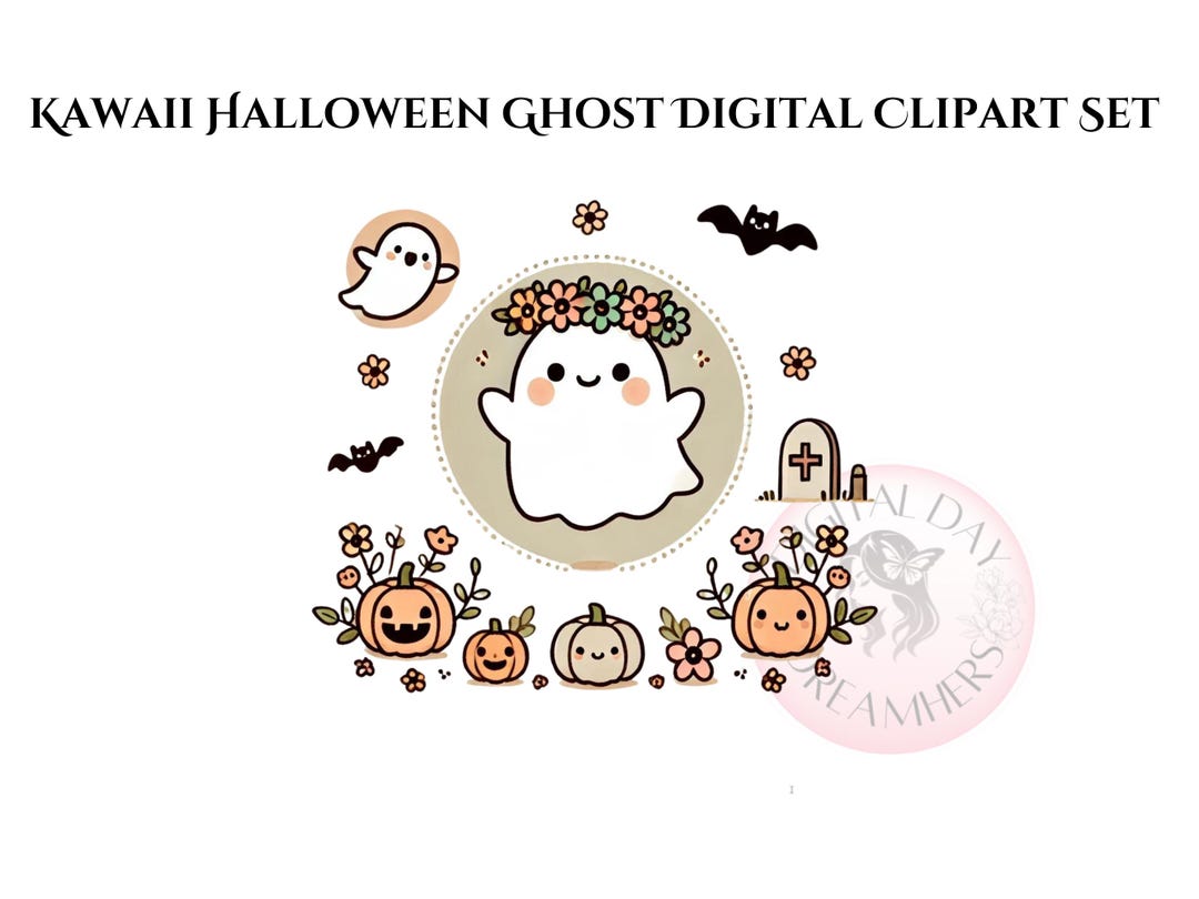 Kawaii Halloween Ghost Digital Clipart Set - Etsy