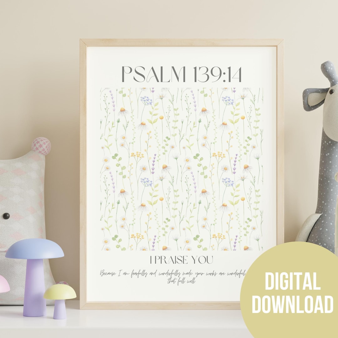 Christian Wall Art, Psalm 139, Encouragement Frame, Digital Print - Etsy
