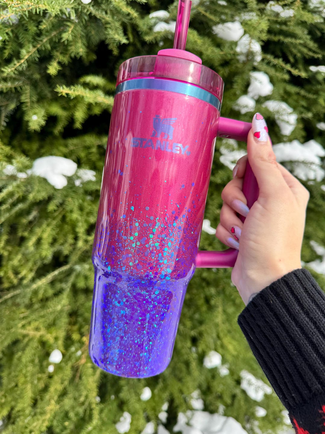 30oz Custom Glittered Berry Truffle Stanley - Etsy