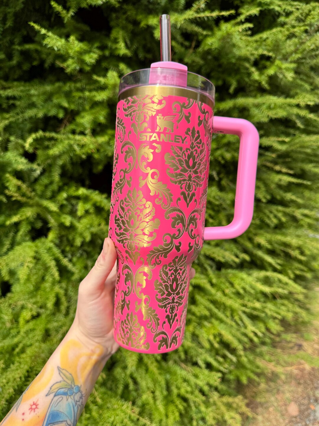 40oz Demask Pink Parade Engraved Authentic Stanley - Etsy