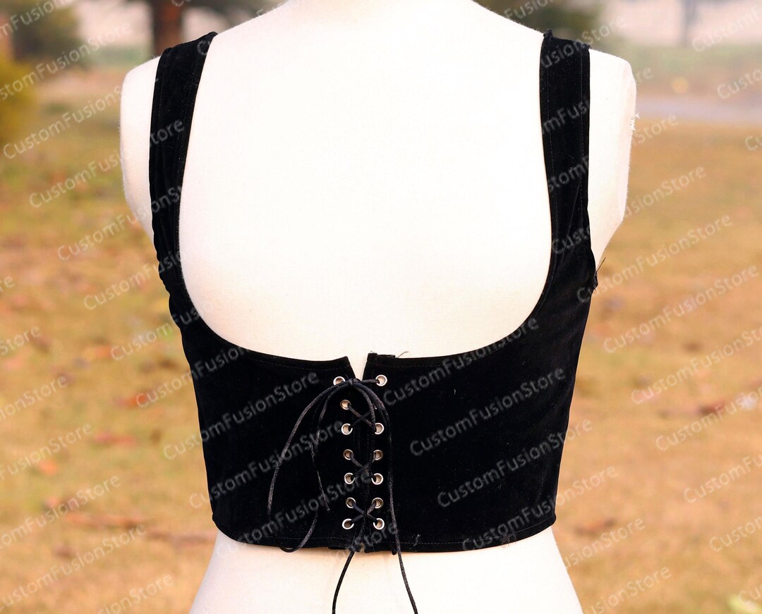 Medieval Renaissance Black Corset, Ren Faire Underbust Pirate Corset ...