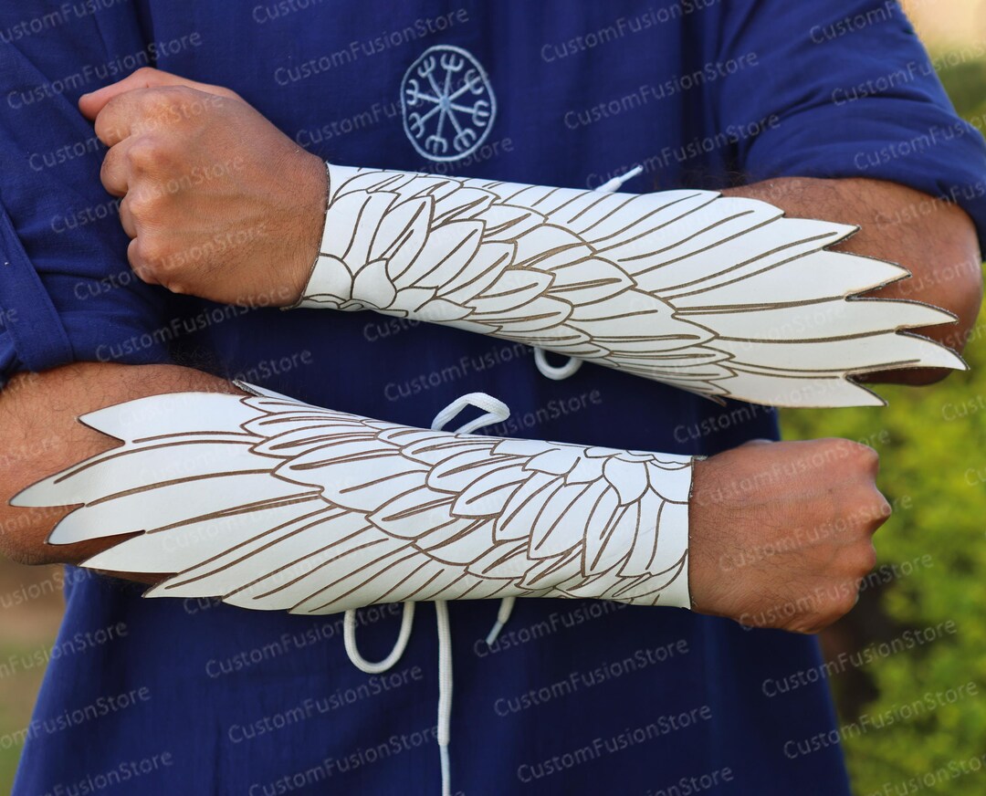 Medieval Viking Leather Armor, Raven Wings Style Pirate Bracers ...