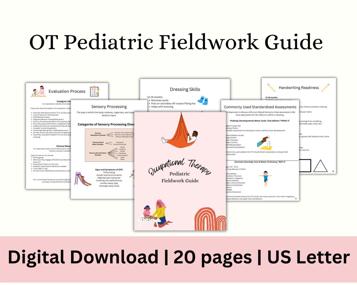 Occupational Therapy Pediatric Quick Reference Guide, Printable ...