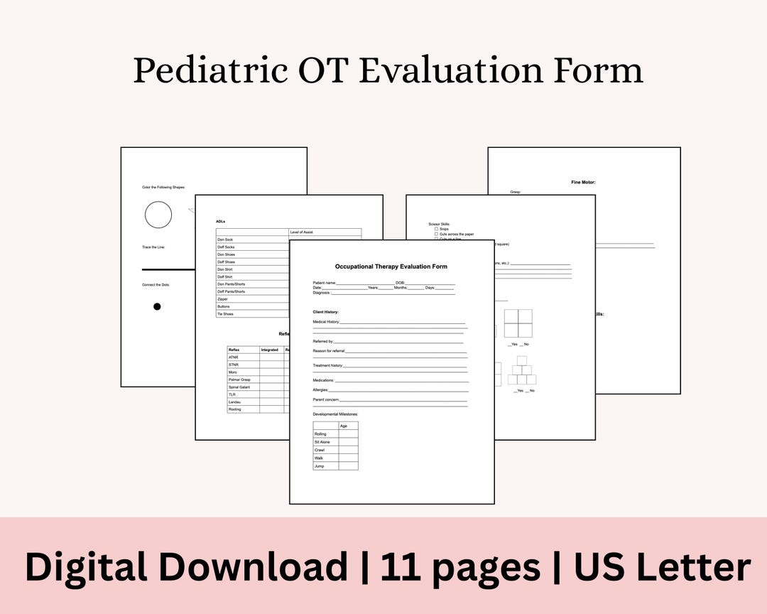 Pediatric Occupational Therapy Evaluation Form - Etsy