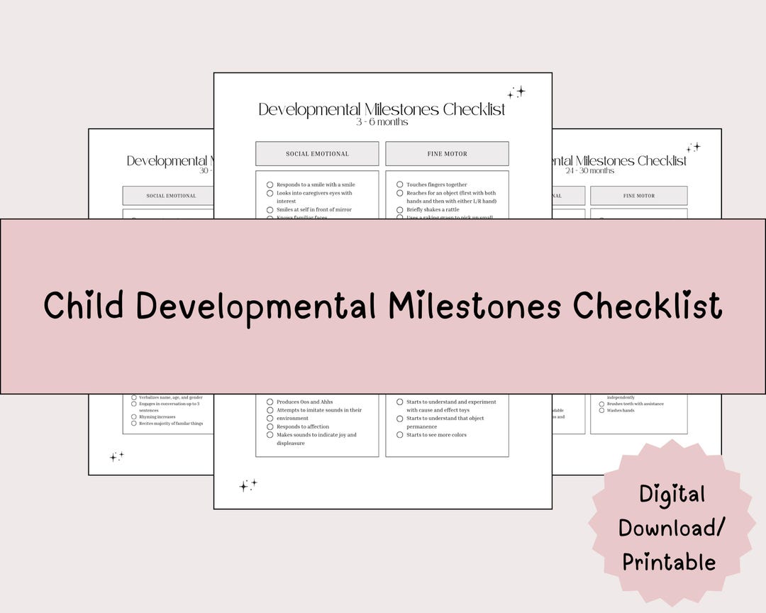 Developmental Milestones Checklist - Etsy