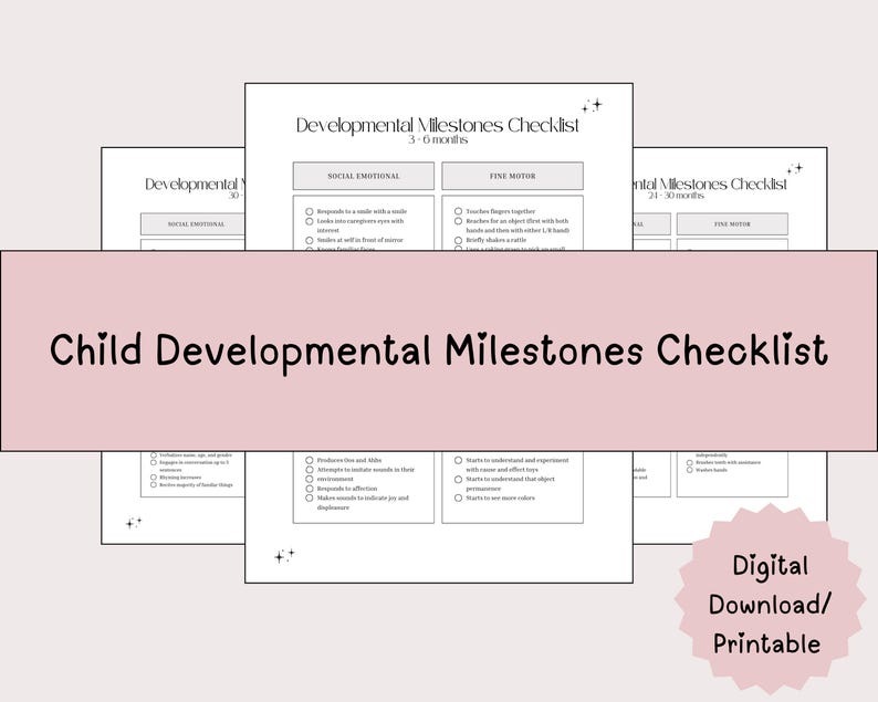 Developmental Milestones Checklist - Etsy