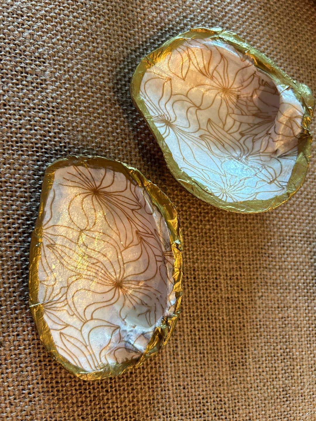 Decoupage Clam Shells Gold Floral Art Deco - Etsy