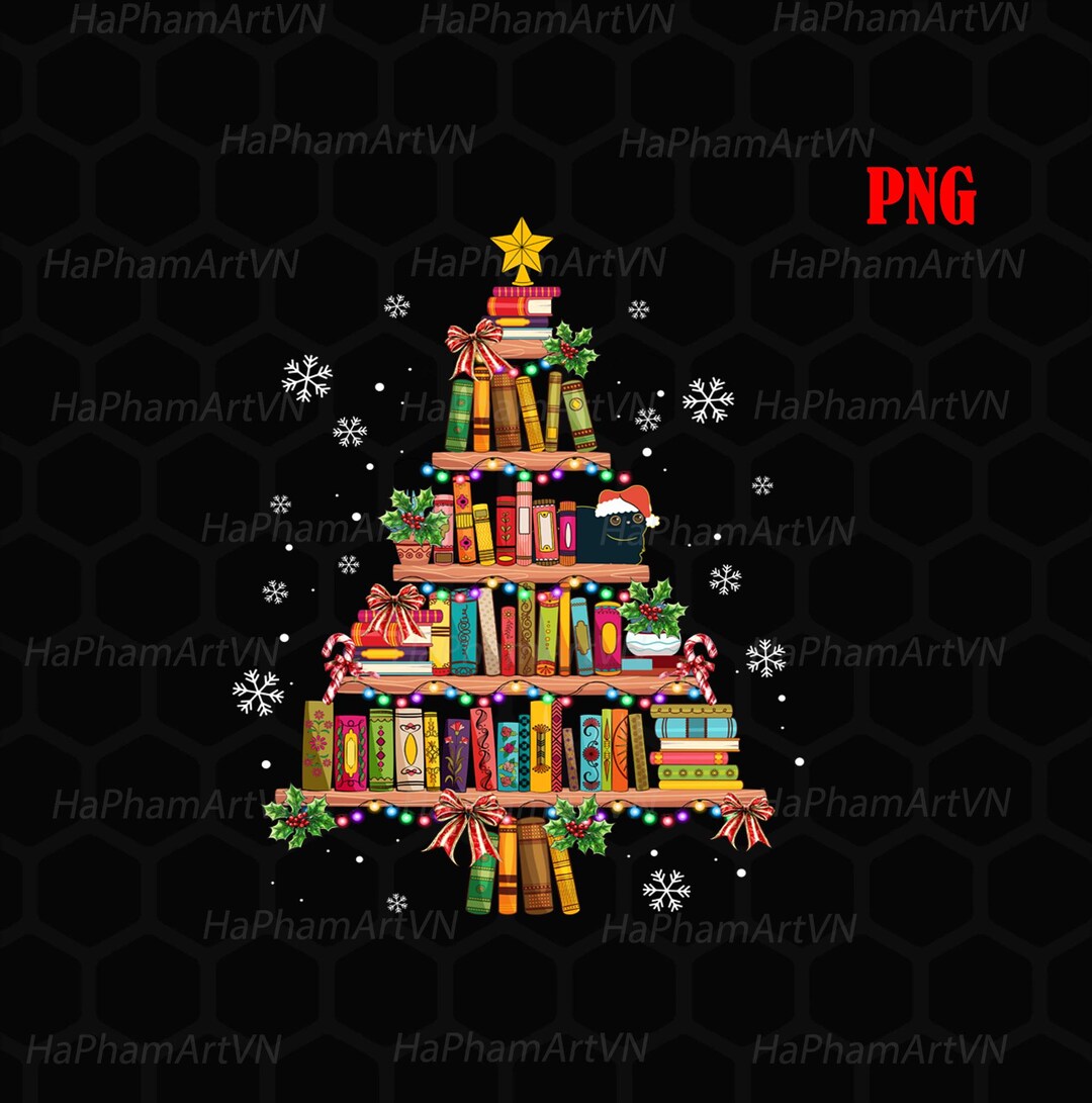 Christmas Book Tree Png, Christmas Gift, Book Lovers Png, Bookworm ...