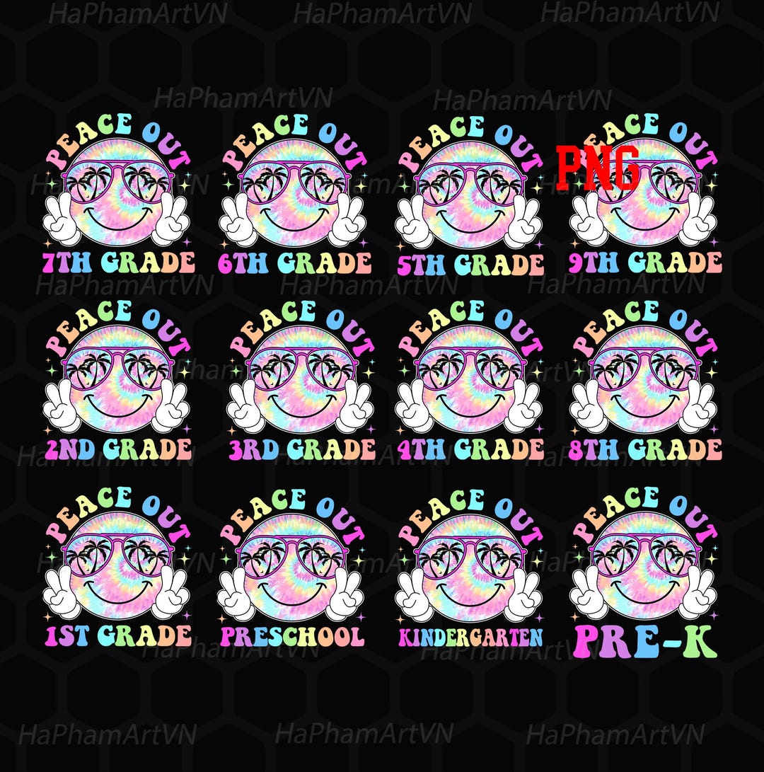 Bundle Peace Out First Grade PNG, 1st Grade Png, Last Day of School ...