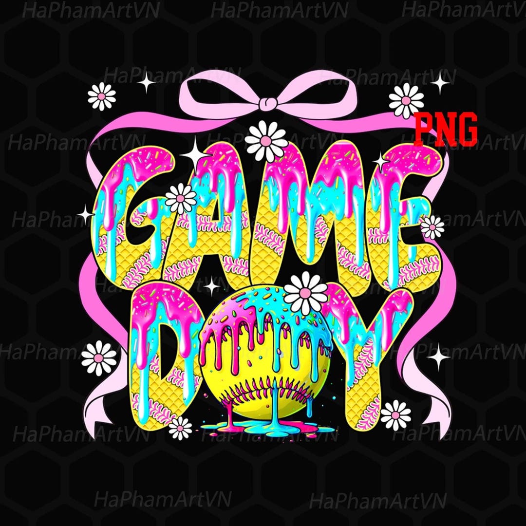 Softball Game Day Drip Png, Preppy Softball Ice Cream Drip Png, Mama ...